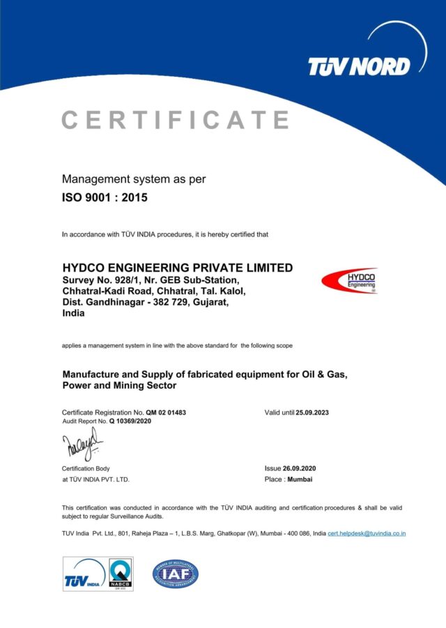 Certification - HYDCO Engineering