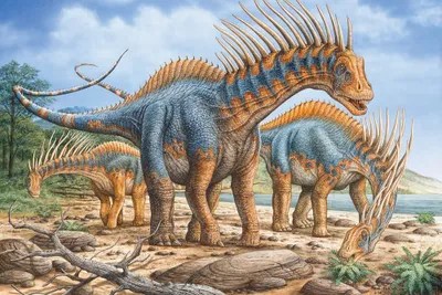 A Group Of Amargasaurus Dinosaurs Graz Canvas Wall Art Phil Wilson