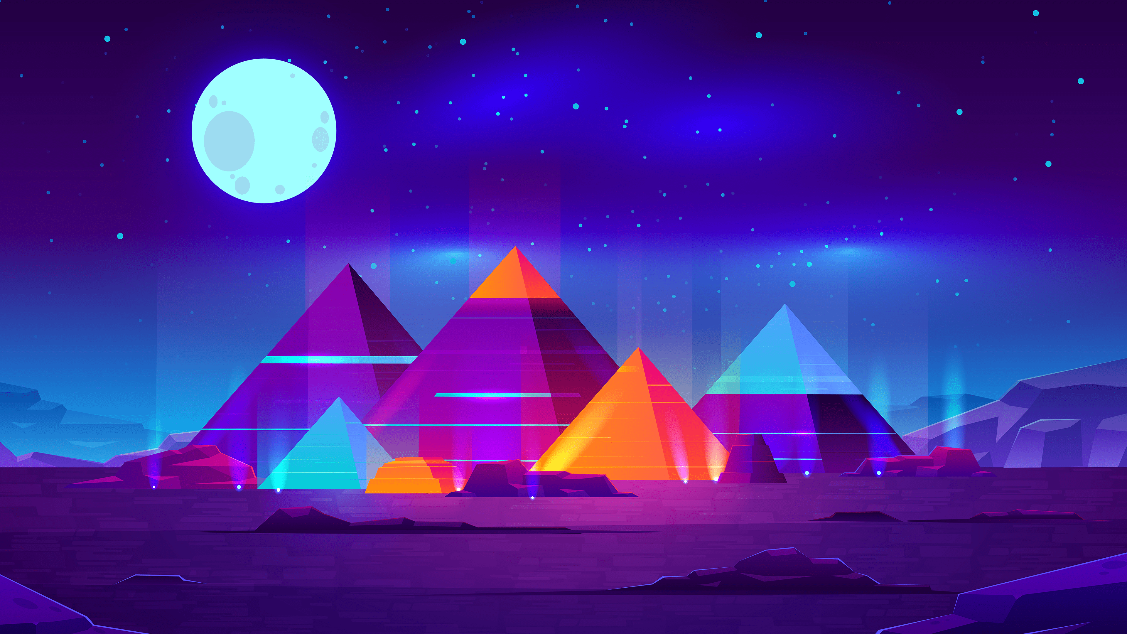Neon Egyptian Pyramids by Abdullah Al Mamun [3840×2160] – HD Wallpapers