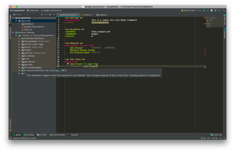 Robotframework Selenium2library Keywords Not Recognized In Pycharm - Full HD Dark Wallpapers for Desktop