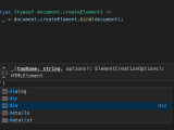 Javascript Vscode Intellisense For Bound Document Createelement