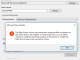 Sql Server Visual Studio Database Creation Failure Stack Overflow