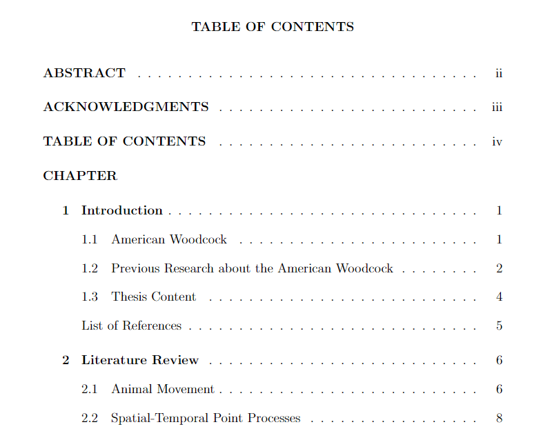 Creating a Fake/Manual Table of Contents in Latex/Overleaf