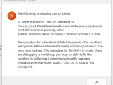 Visual Studio Conditional Breakpoint Failed Stack Overflow
