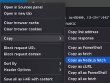 Node Js Copied Browser Request As Node Fetch Via Dev Tools Is Not