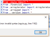 Python Error When Importing Numpy Syntaxerror Stack Overflow