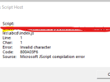 Node Js Getting Windows Script Host Error Code 800a03f6