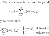Gauss Sums And Dirichlet Characters Mathematics Stack Exchange