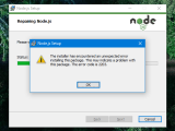Node Js Nodejs Installation Error On Windows 10 Error 2203 Stack