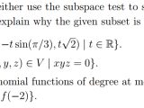 Vector Spaces Need Some Help On Linear Algebra Subspace Test