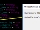 Excel Runtime Error On Application Screenupdating Stack Overflow