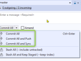 C Visual Studio Git Commit And Push And Commit And Sync Options