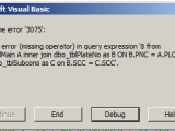 Vba Missing Operator Sql Query Error Stack Overflow