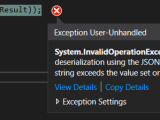 Javascript Error During Serialization Or Deserialization Using The