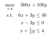 Math Mode Formatting Linear Programs Tex Latex Stack Exchange