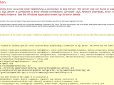 Sql Server Web Application Network Or Sql Error When Trying To Launch