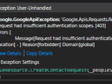 C Request Had Insufficient Authentication Scopes 403 Google