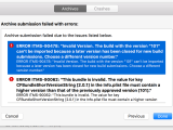 App Store Connect Ios App Archive Submission Failed With Errors