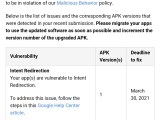 Android Google Play Console Vulnerable Intent Redirection Stack
