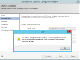 Reporting Services Ssrs 2014 Database Setup Error Using Other