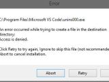 Windows 8 1 Visual Studio Code Error 5 An Error Occurred While