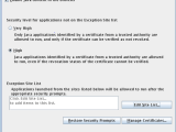 How To Manage Exception Site List For Java Security Settings From