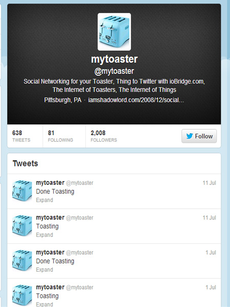 MyToaster: 13 Coolest Inanimate Objects You Can Follow on Twitter ...