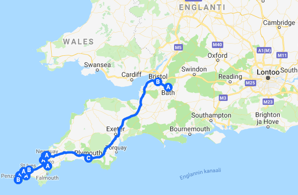 CORNWALL map – ibaster goes around the world