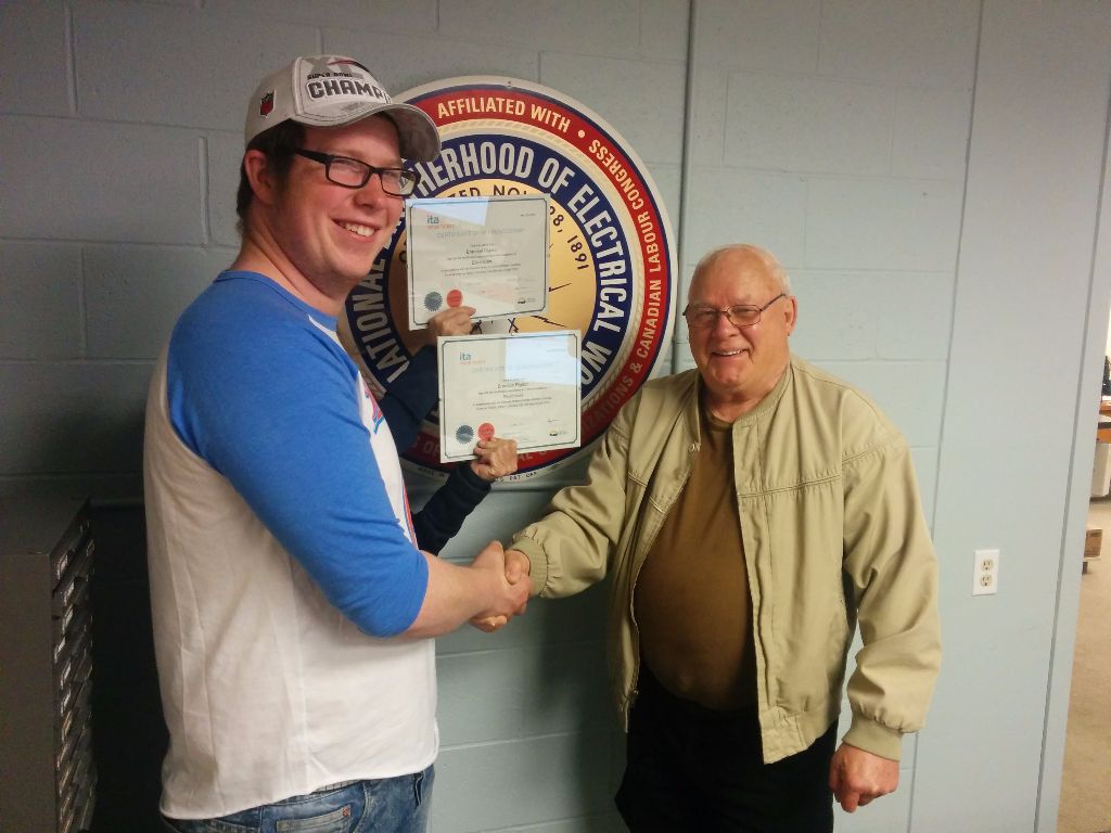 Brandon Rigdon Receiving His Red Seal – Electrical Workers