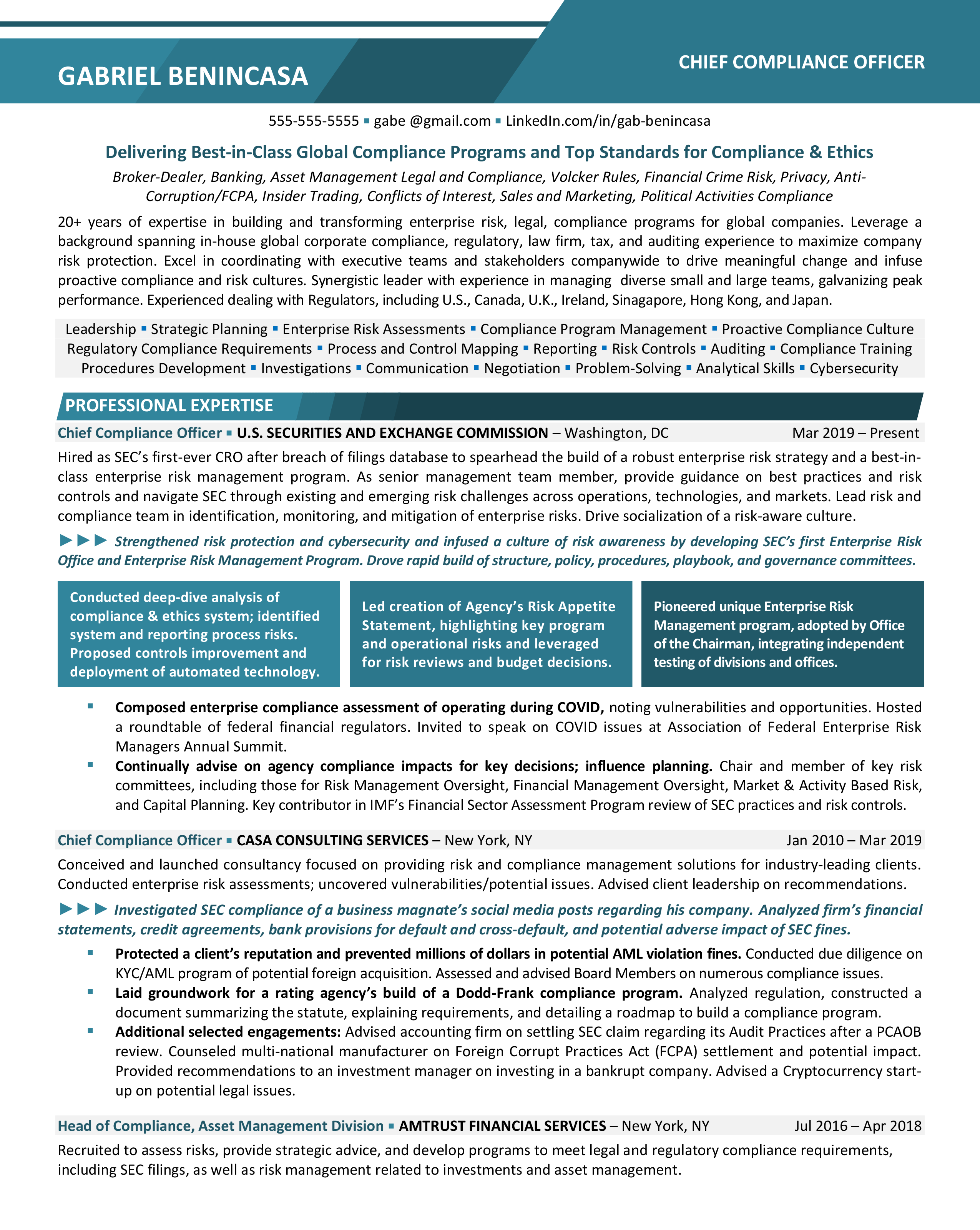 Chief Compliance Officer (CCO) Resume for 2023 [+Samples] (2024)