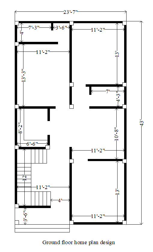 3 bed rooms House Plan II Ground floor plans with 3d design II 23 x 40 best home plans design