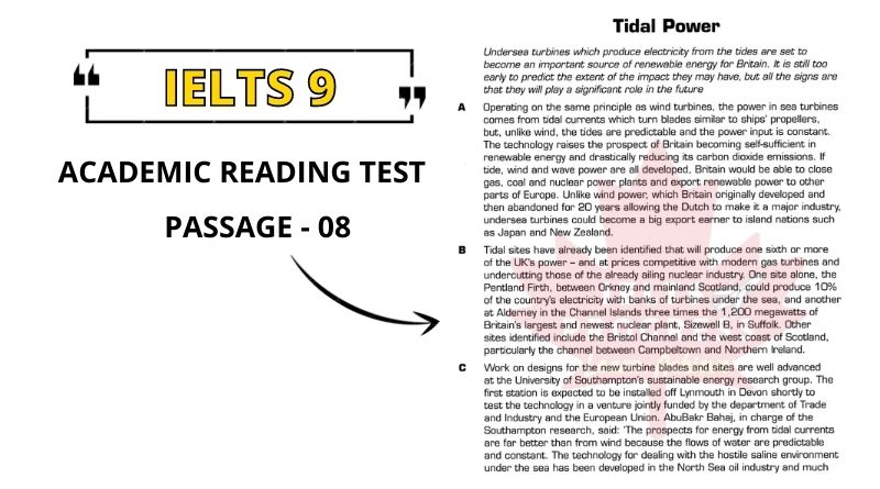 TIDAL POWER: Reading Answers & PDF - IELTSProgress.Com