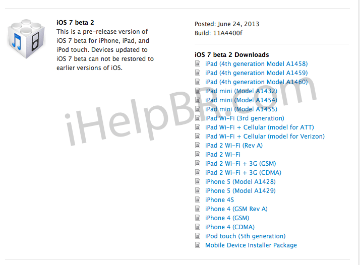 Segunda versão de testes do iOS 7 é liberada | iHelp BR