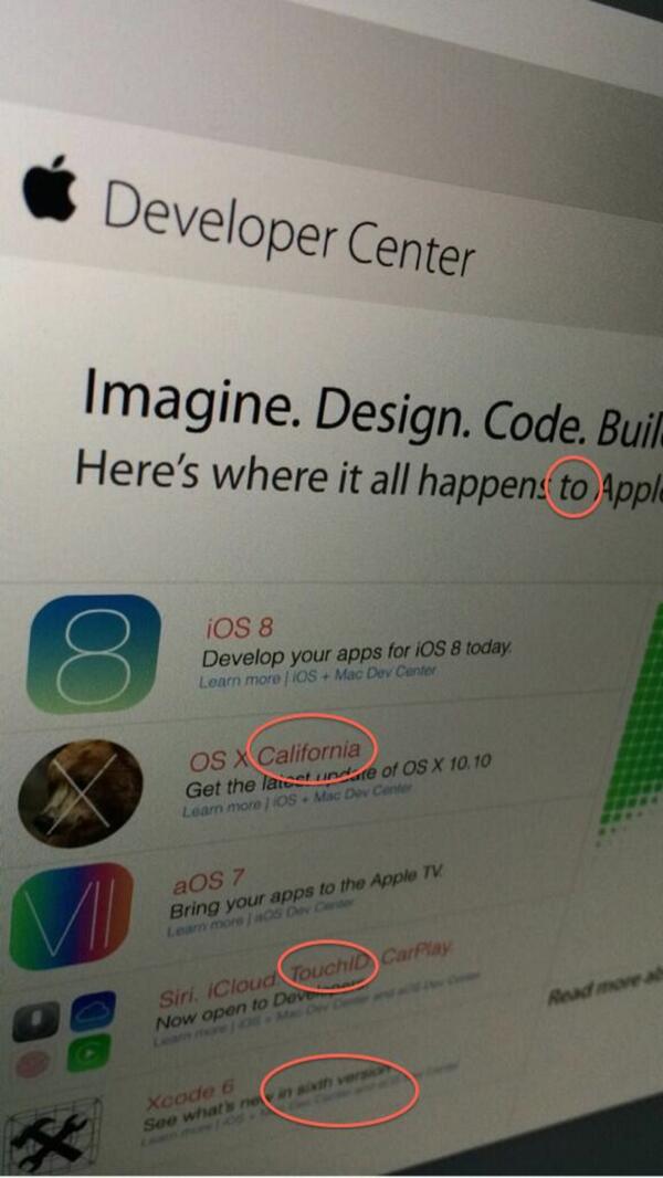 Foto vazada do Apple Dev Center mostra suposto OS X California e aOS 7 ...