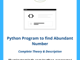 Python Program To Find Abundant Number Illuminate Minds