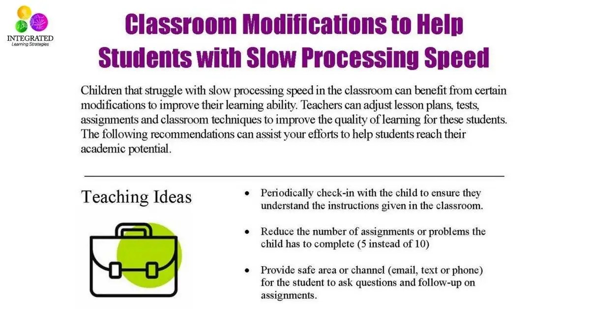 CLASSROOM MODIFICATIONS for Students that Struggle with Slow Processing ...