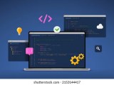 Concept Computer Programming Developing Software Game Stock Vector
