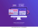 Web Development Concept Programming Coding Elements Stock Vector