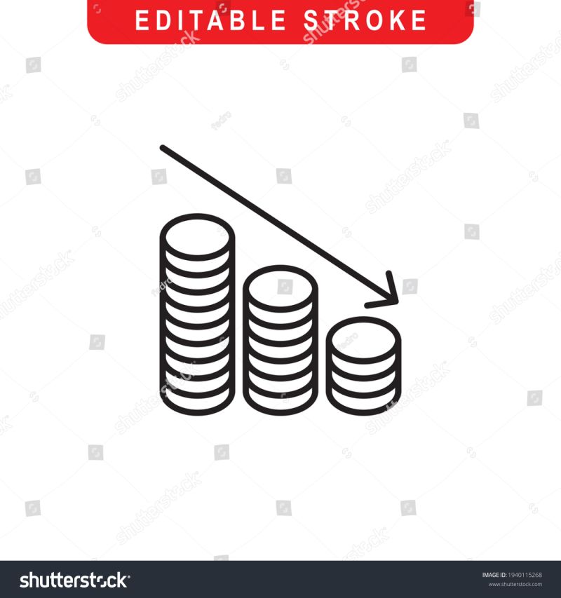 Financial Decrease Outline Icon Money Decrease Stock Vector Royalty - HD Minimal Illustrations for Desktop