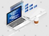 Programmer Coding Binary Computer Isometric Flat Stock Vector Royalty