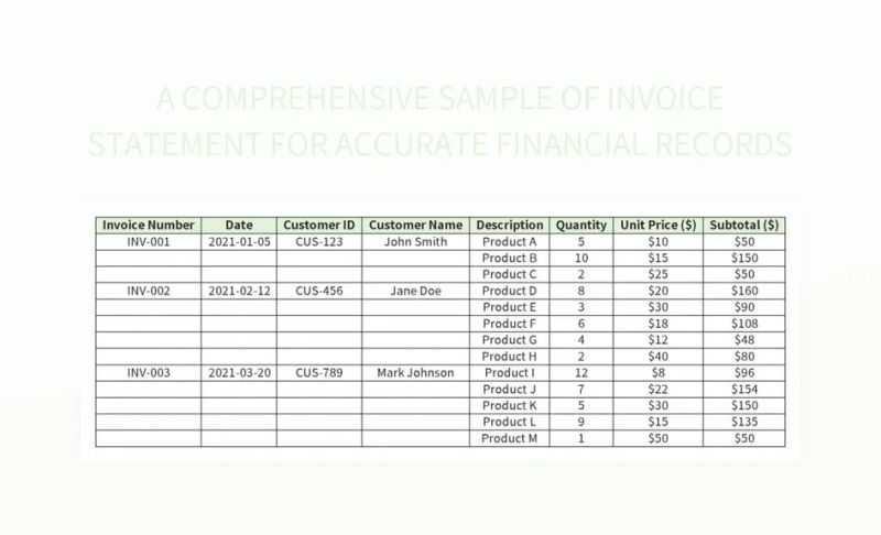 Free Invoice Statement Templates For Google Sheets And Microsoft Excel ...