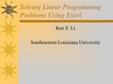 Ppt Solving Linear Programming Problems Using Excel Powerpoint