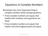 Solving Equations In Complex Numbers Ppt
