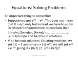 Solving Equations In Complex Numbers Ppt