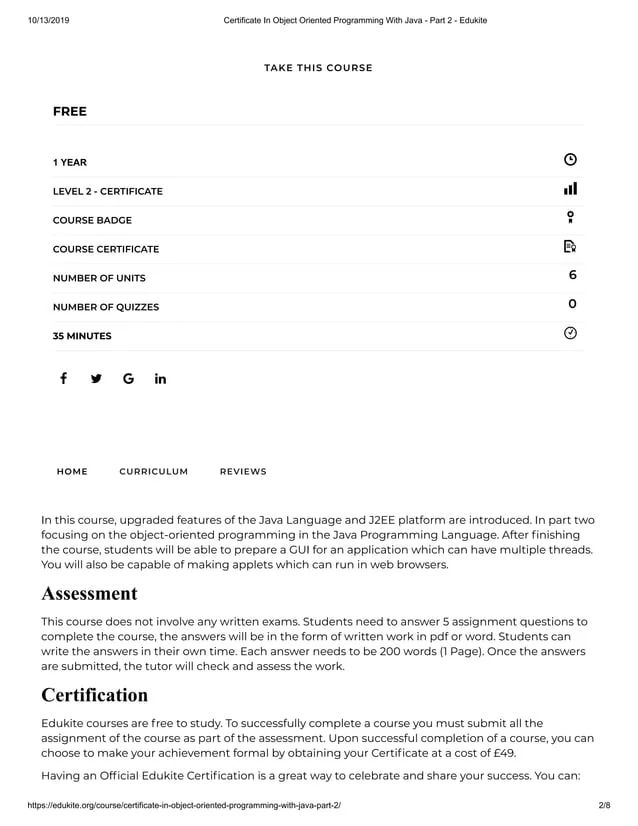 Certificate In Object Oriented Programming With Java Part 2 Edukite - Download Perfect Light Background | Retina