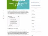 10 Differences Between Array And Arraylist In Java Pdf