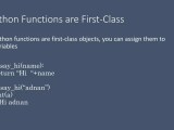 Python Advance Tutorial Advance Functions Ppt