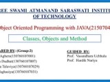 Classes Objects And Method Object Oriented Programming With Java Pptx