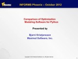 Maximal Comparison Of Optimization Modeling Software For Python Oct