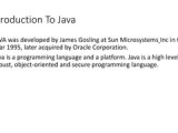 Introduction To Java History Application Features Pptx